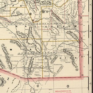 Arizona County & Railroad Map of 1887 - Bird's Eye View, Vintage ...