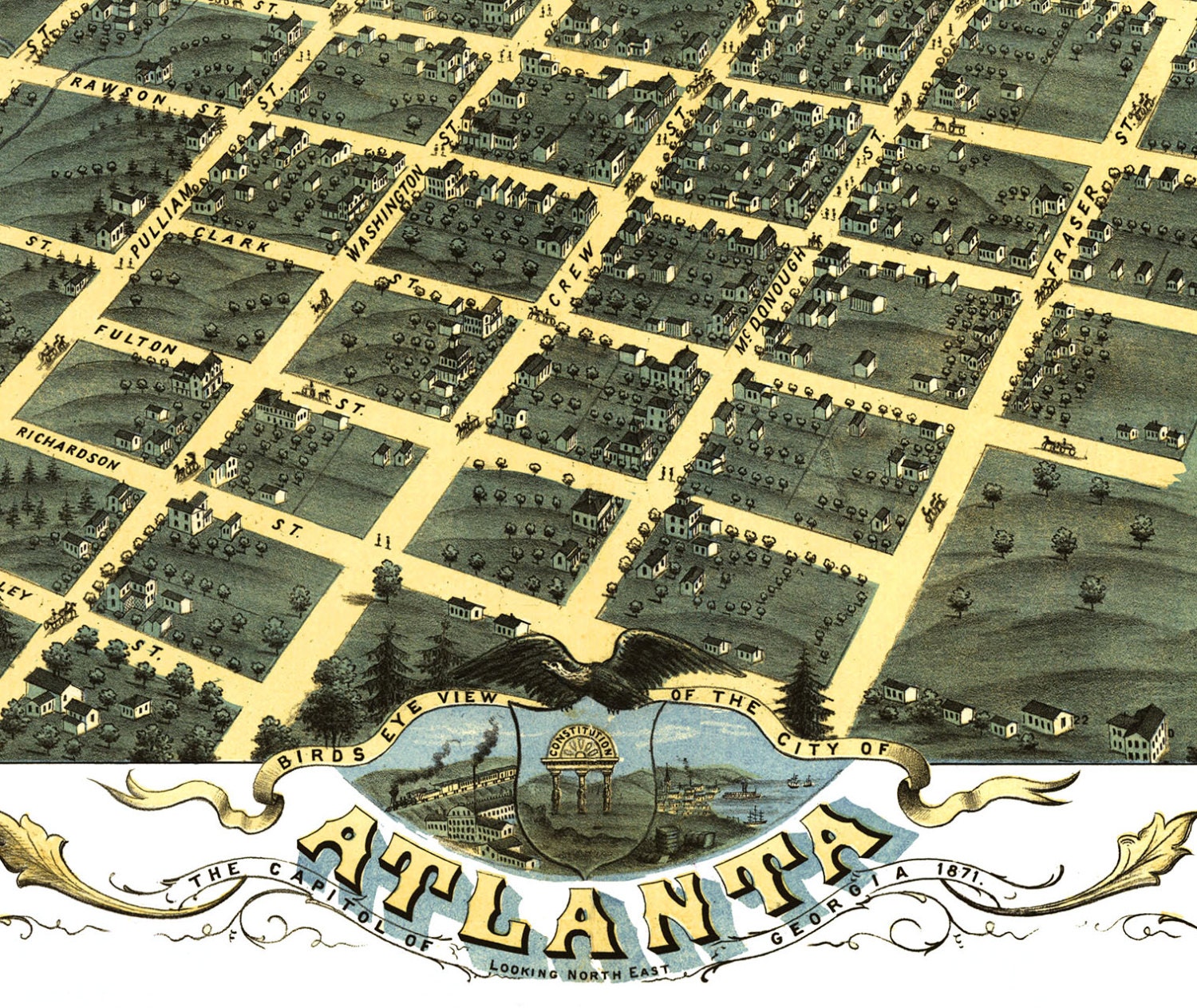 Atlanta, Georgia in 1871 - Bird's Eye View Map, Aerial, Panorama ...