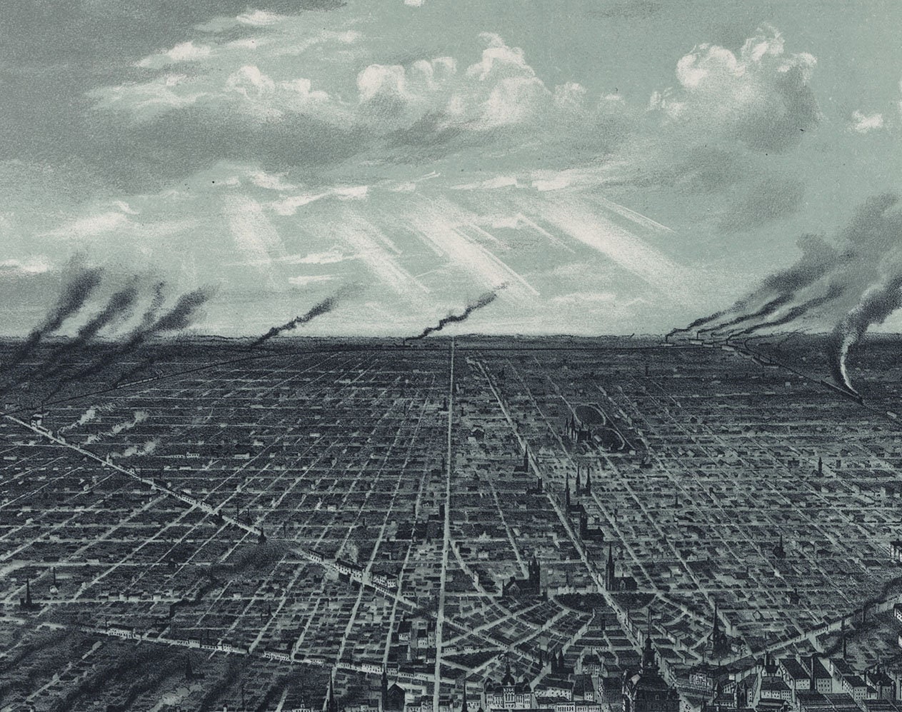 Central Detroit, Michigan in 1889 - Bird's Eye View Map, Aerial ...