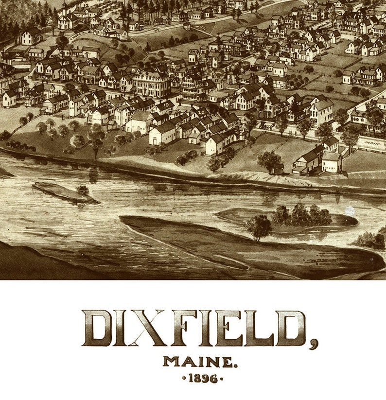 Dixfield Maine in 1896 Bird's Eye View Map Aerial - Etsy New Zealand