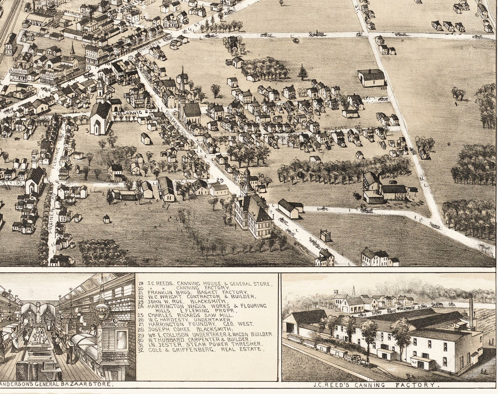 Harrington, Delaware in 1885 - Bird's Eye View, Aerial Map, Panorama ...