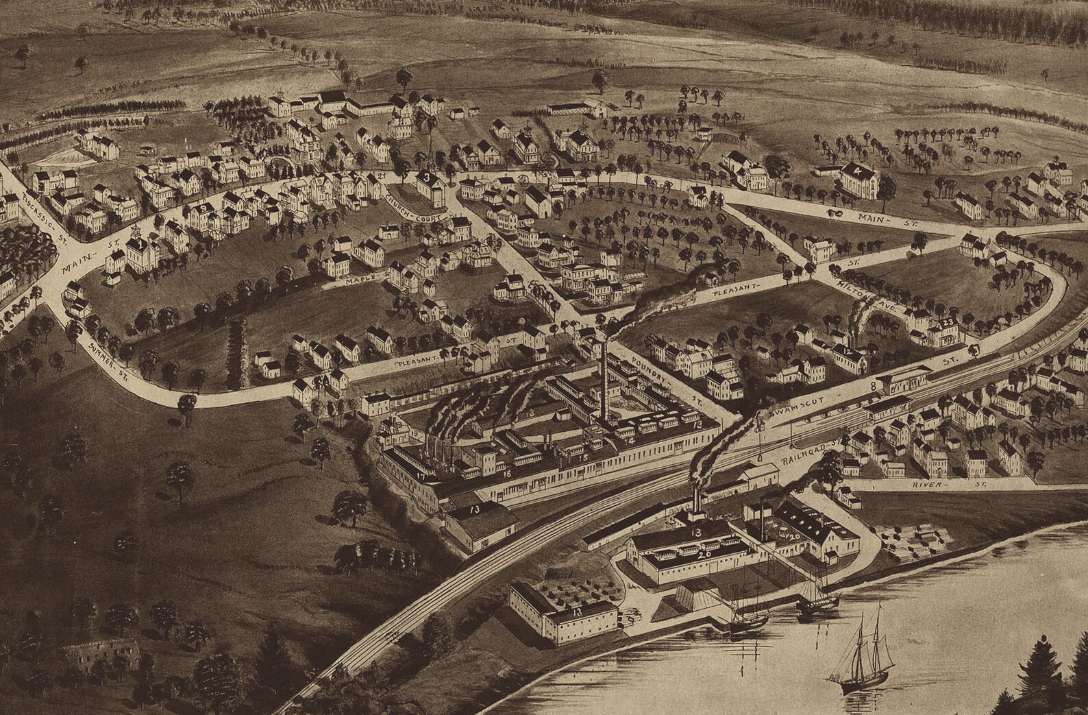 South New Market newfields, New Hampshire in 1884 Bird's Eye View ...