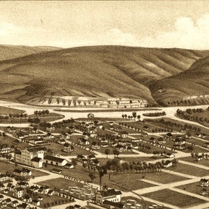 Pendleton, Oregon in 1884 - Bird's Eye View Map, Aerial Map, Panorama ...