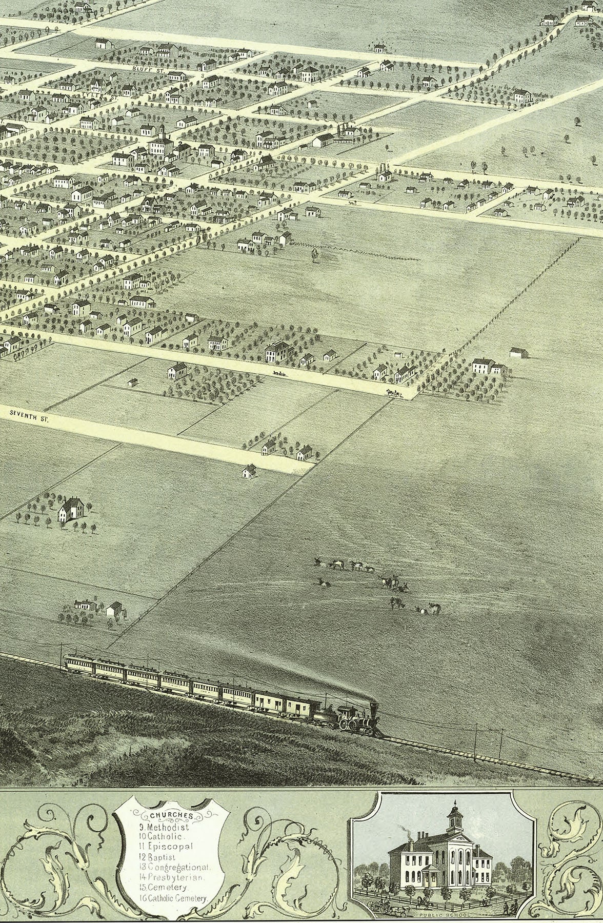 De Witt, Iowa in 1868 Bird's Eye View Map, Aerial Map, Panorama ...