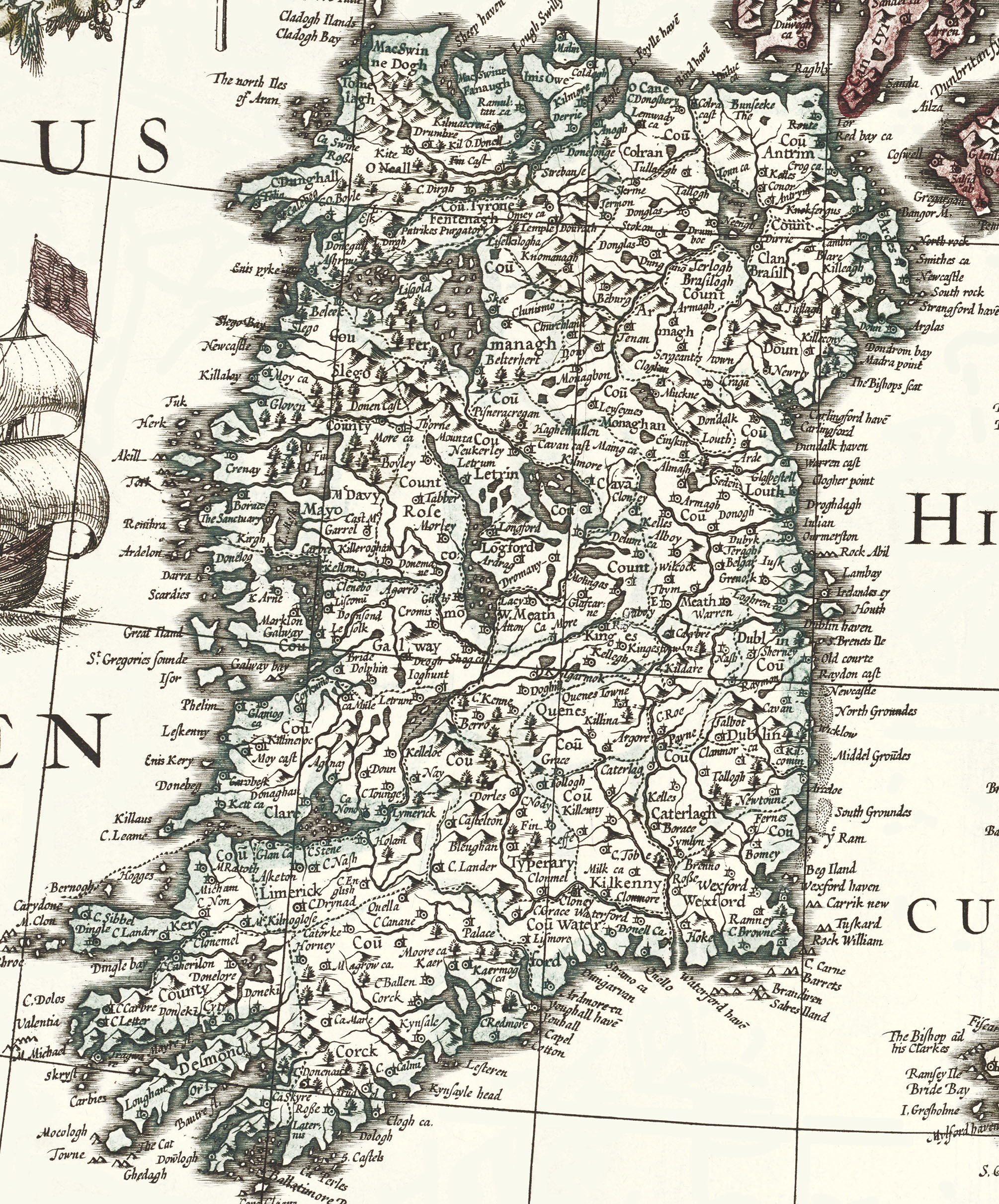 The British Isles in 1617 Vintage Map, Antique Map, Reproduction ...