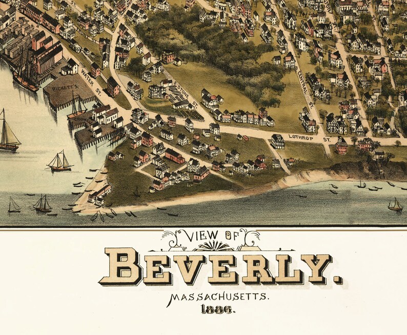 Beverly, Massachusetts in 1886 - Bird's Eye View, Aerial Map, Panorama ...