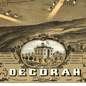 Decorah, Iowa in 1870 - Bird's Eye View Map, Aerial Map, Panorama ...