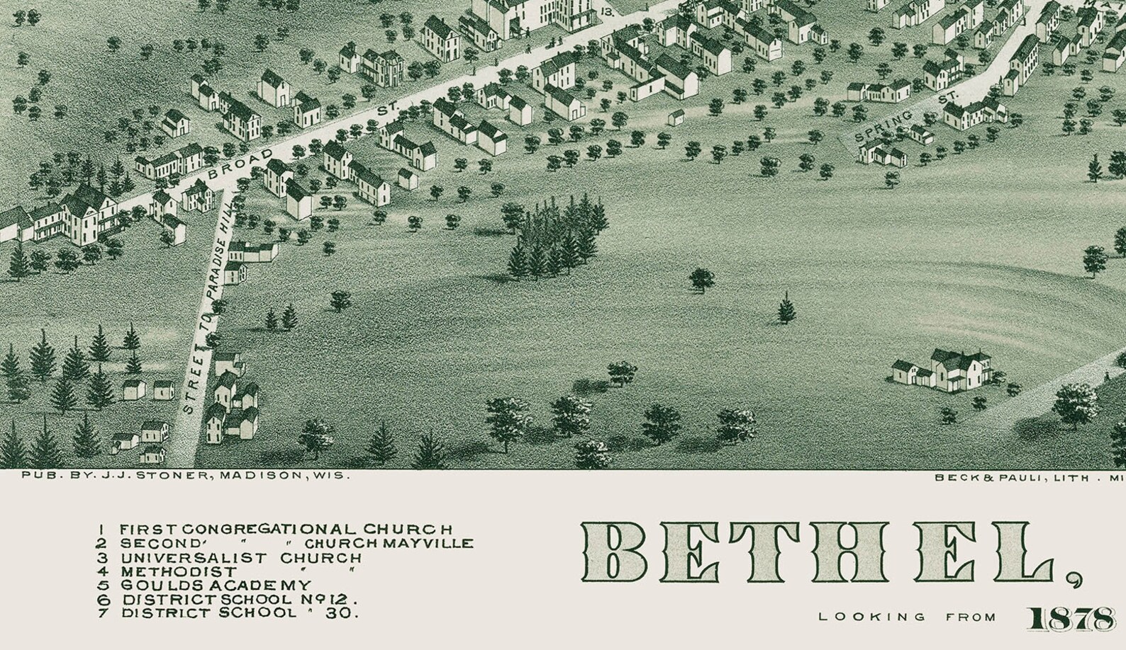 Bethel, Maine in 1878 - Bird's Eye View Map, Aerial, Panorama, Vintage ...