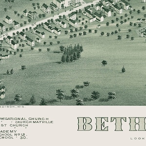 Bethel, Maine in 1878 - Bird's Eye View Map, Aerial, Panorama, Vintage ...