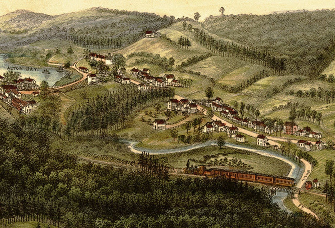 Alton & Alton Bay, New Hampshire in 1888 - Bird's Eye View Map, Aerial ...