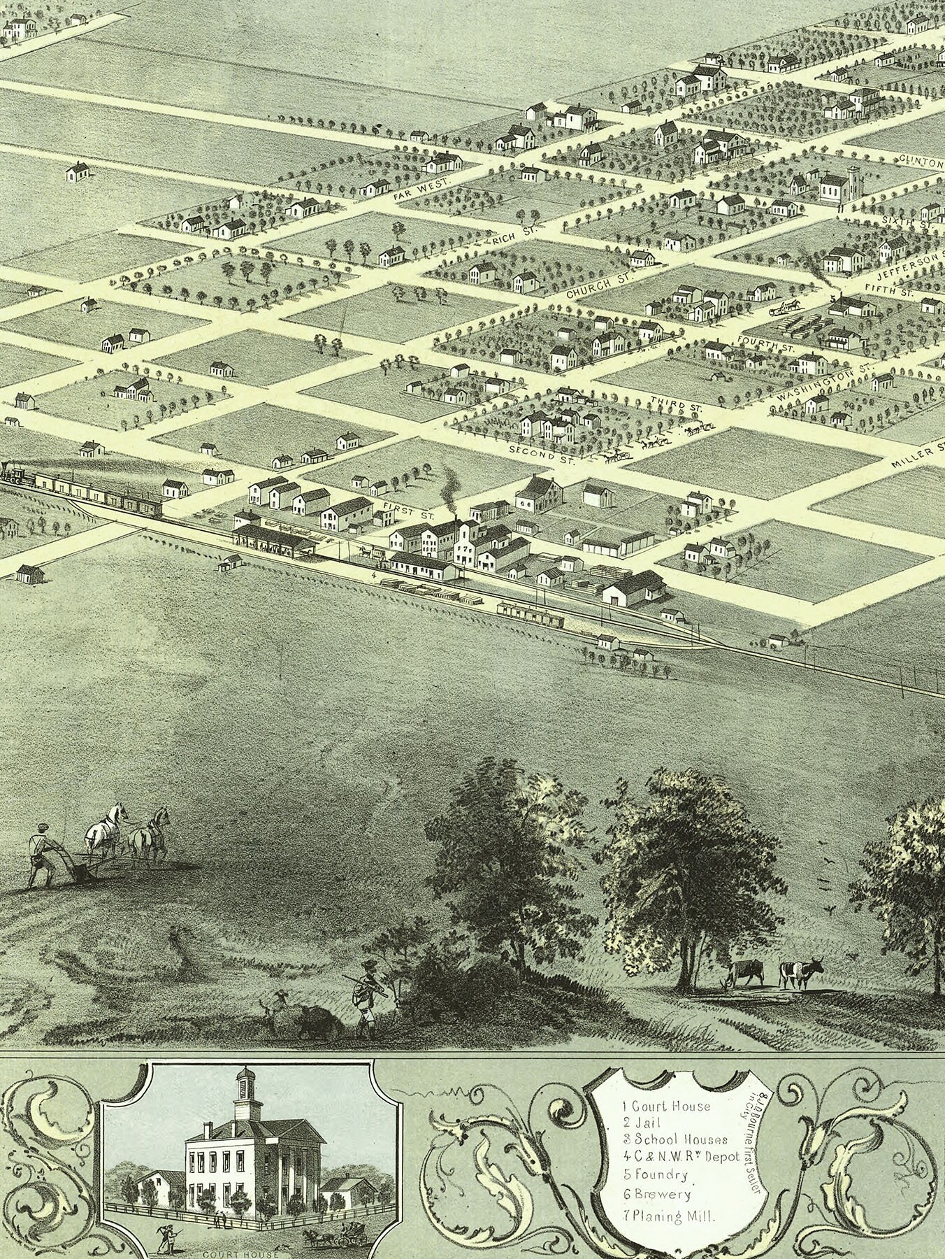 De Witt, Iowa in 1868 Bird's Eye View Map, Aerial Map, Panorama ...