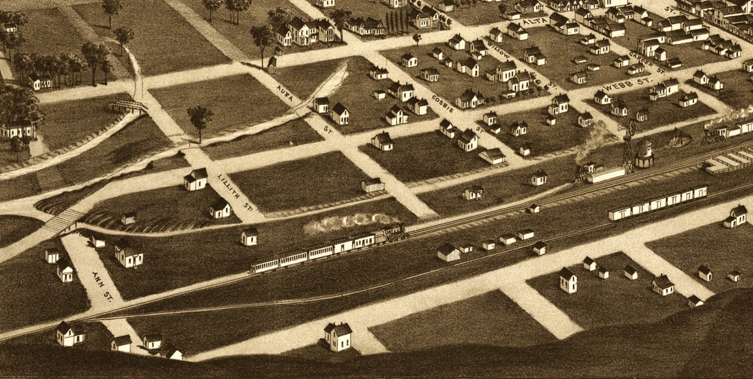 Pendleton, Oregon in 1884 - Bird's Eye View Map, Aerial Map, Panorama ...