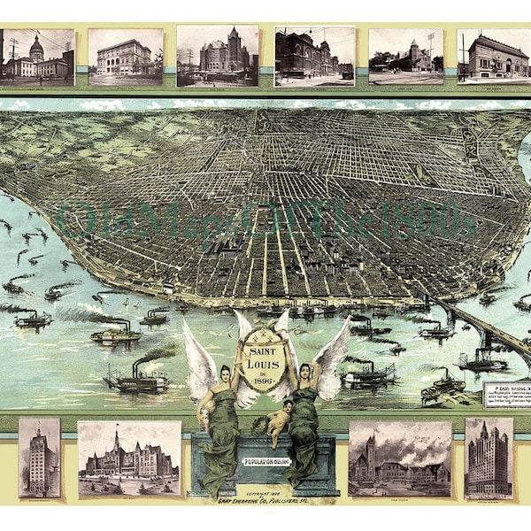 Antique Map of St Louis - Etsy