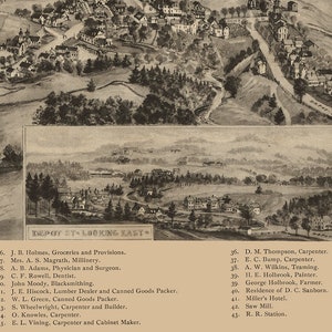 Wilton, Maine in 1895 - Bird's Eye View Map, Aerial, Panorama, Vintage ...