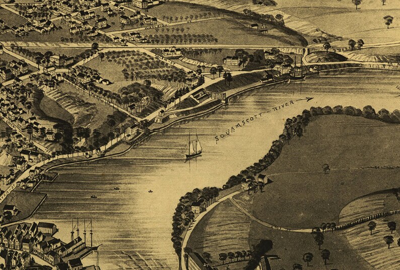 Exeter, New Hampshire in 1884 - Bird's Eye View Map, Aerial, Panorama ...