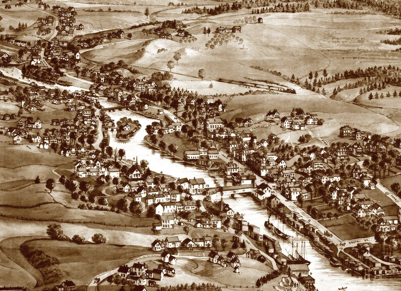 Cherryfield, Maine in 1896 - Bird's Eye View Map, Aerial, Panorama ...
