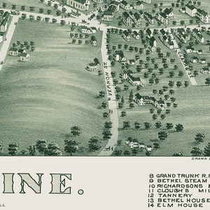 Bethel, Maine in 1878 - Bird's Eye View Map, Aerial, Panorama, Vintage ...