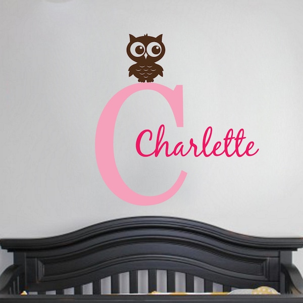 Owl Monogram Decal - Etsy