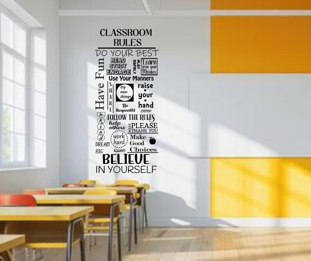 Classroom Rules Subway Sign Decal Wall Vinyl Sticker Back to School ...