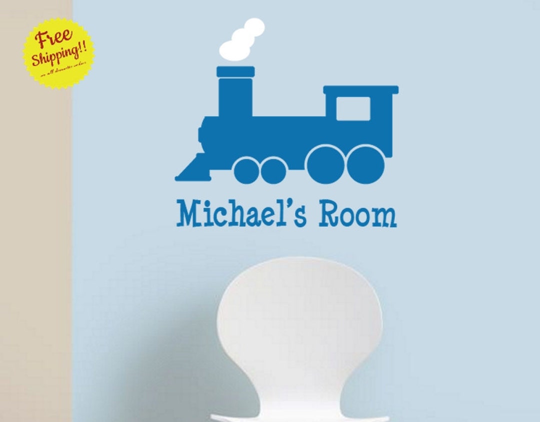 Train Decal W Name Wall Vinyl Sticker Kids Room Baby Boy Nursery Baby ...