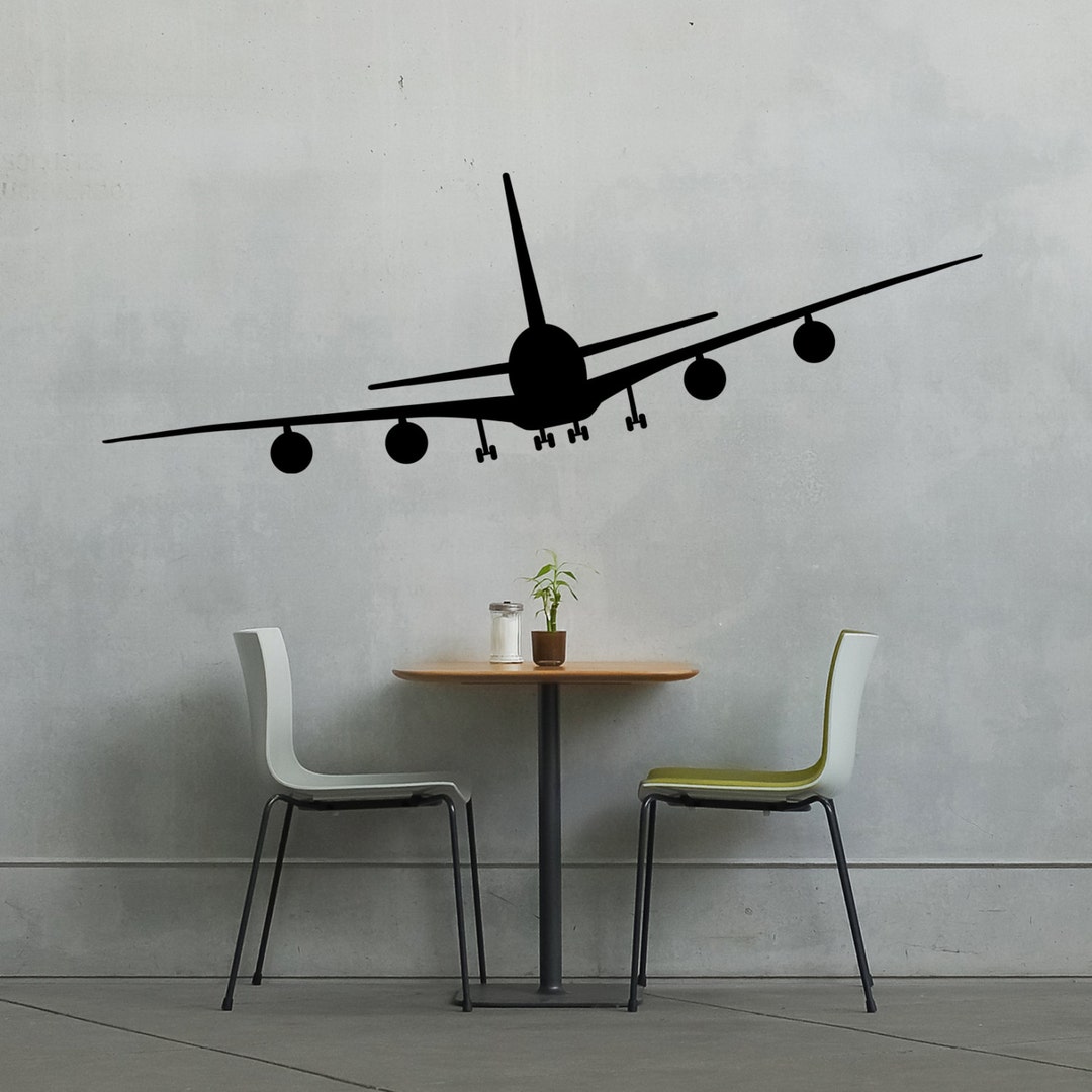 Airplane Decal Wall Vinyl Sticker Family Kids Room Mural Travel Flight ...