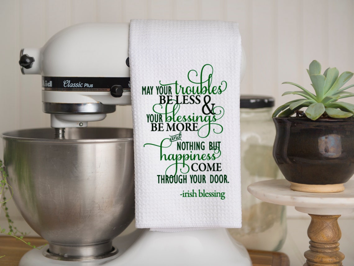Irish Blessing Kitchen Tea Towel Waffle Tea Towel Holiday Tea Towel ...
