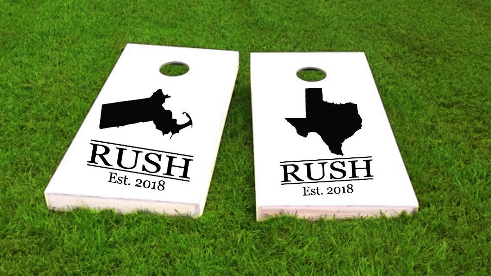 Cornhole Decals Custom Home State and Name Set of 2 Vinyl Stickers ...