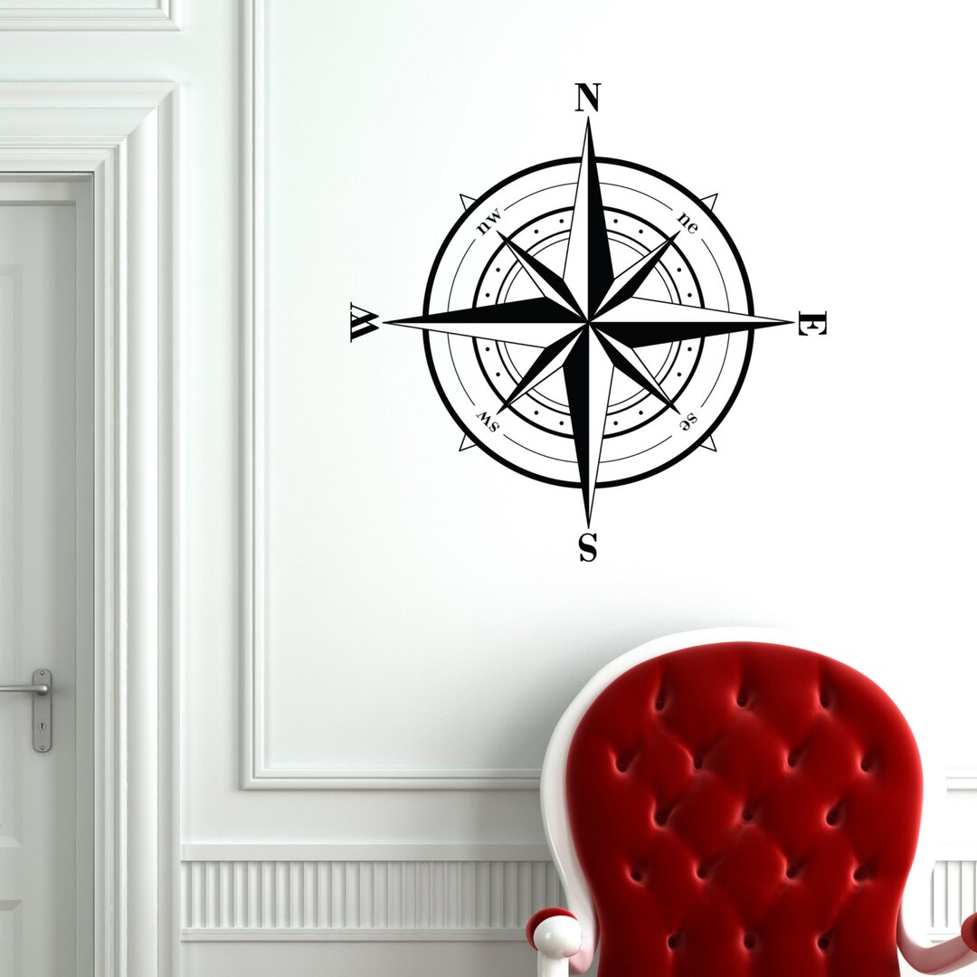 Compass Rose - Decal Wall Vinyl Sticker Family Kids Room Mural Sky Map ...