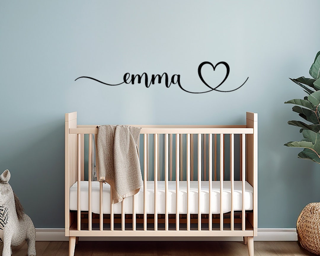 Custom Name With Heart Decal Wall Vinyl Sticker for Boys and Girls Kids ...