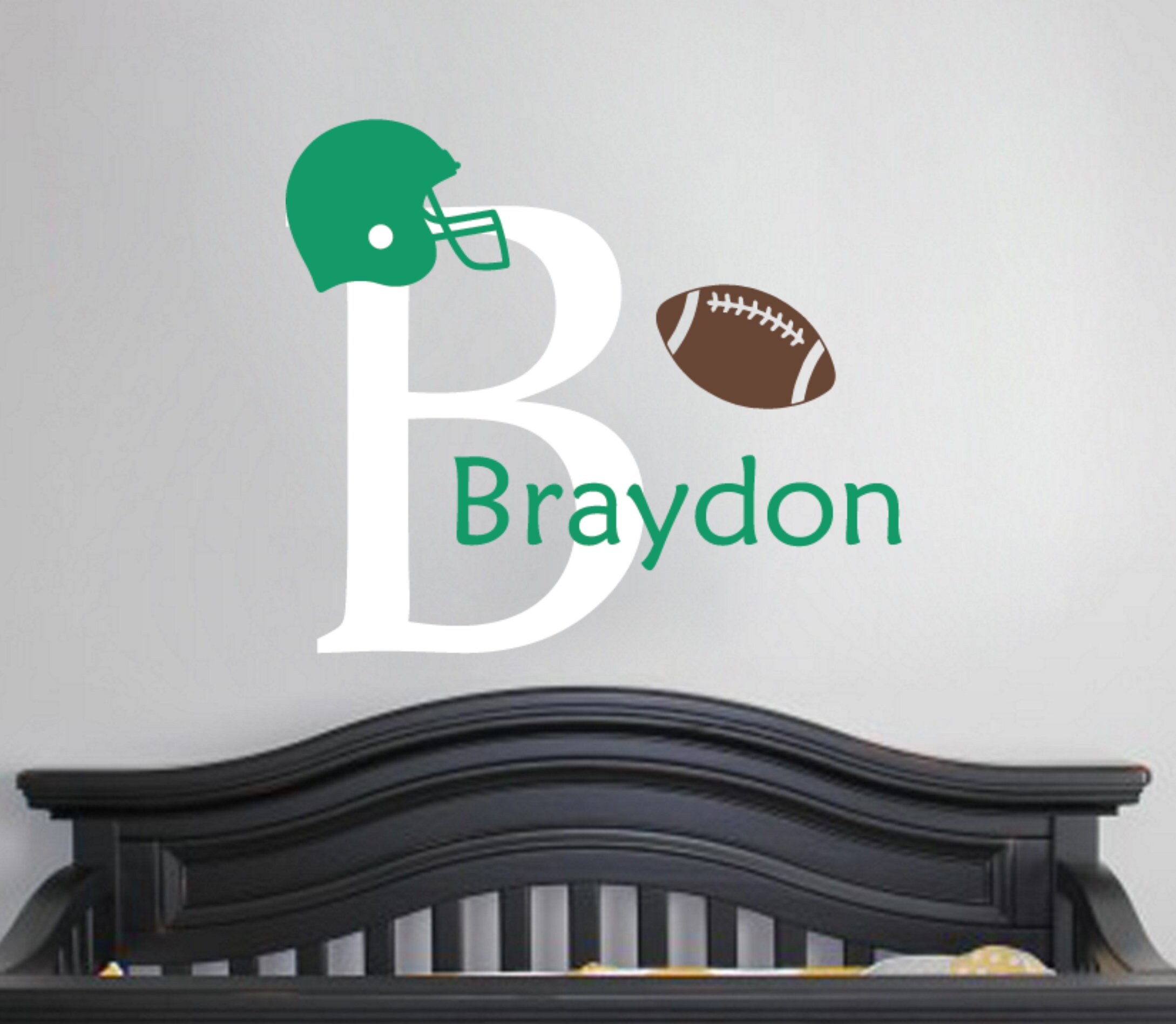 Football Monogram W Helmet Decal Wall Vinyl Sticker Sporty Kids Room ...