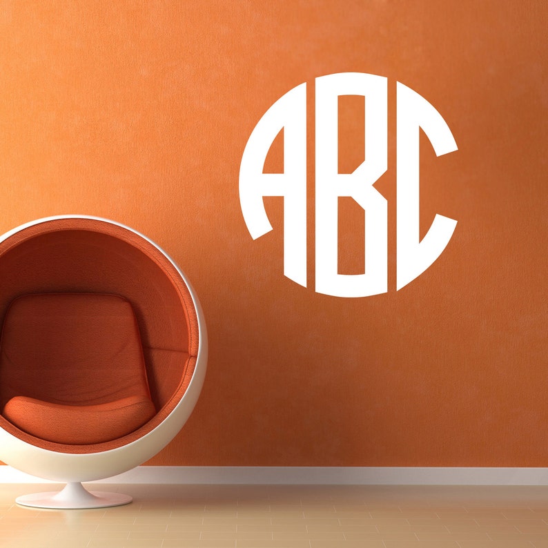 Circle Monogram Decal Wall Vinyl Sticker Family Kids Room Mural ...