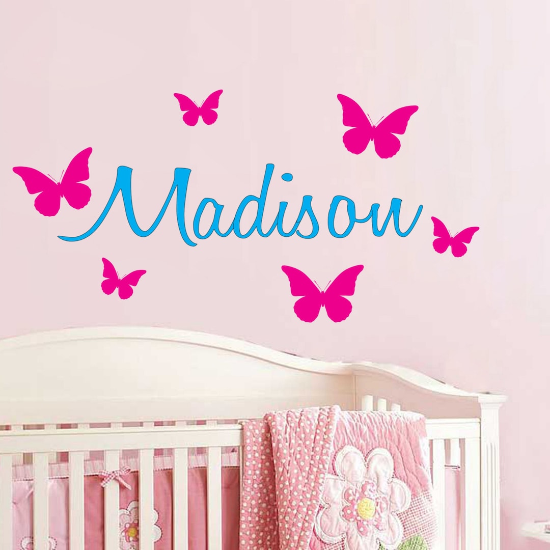 Butterfly Monogram Decal Wall Vinyl Decal Sticker Baby Girl Nursery ...