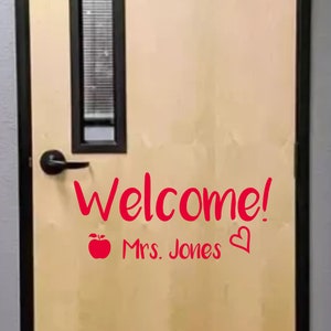 Welcome Personalized Teacher Classroom Door Sign Decal Wall Vinyl ...