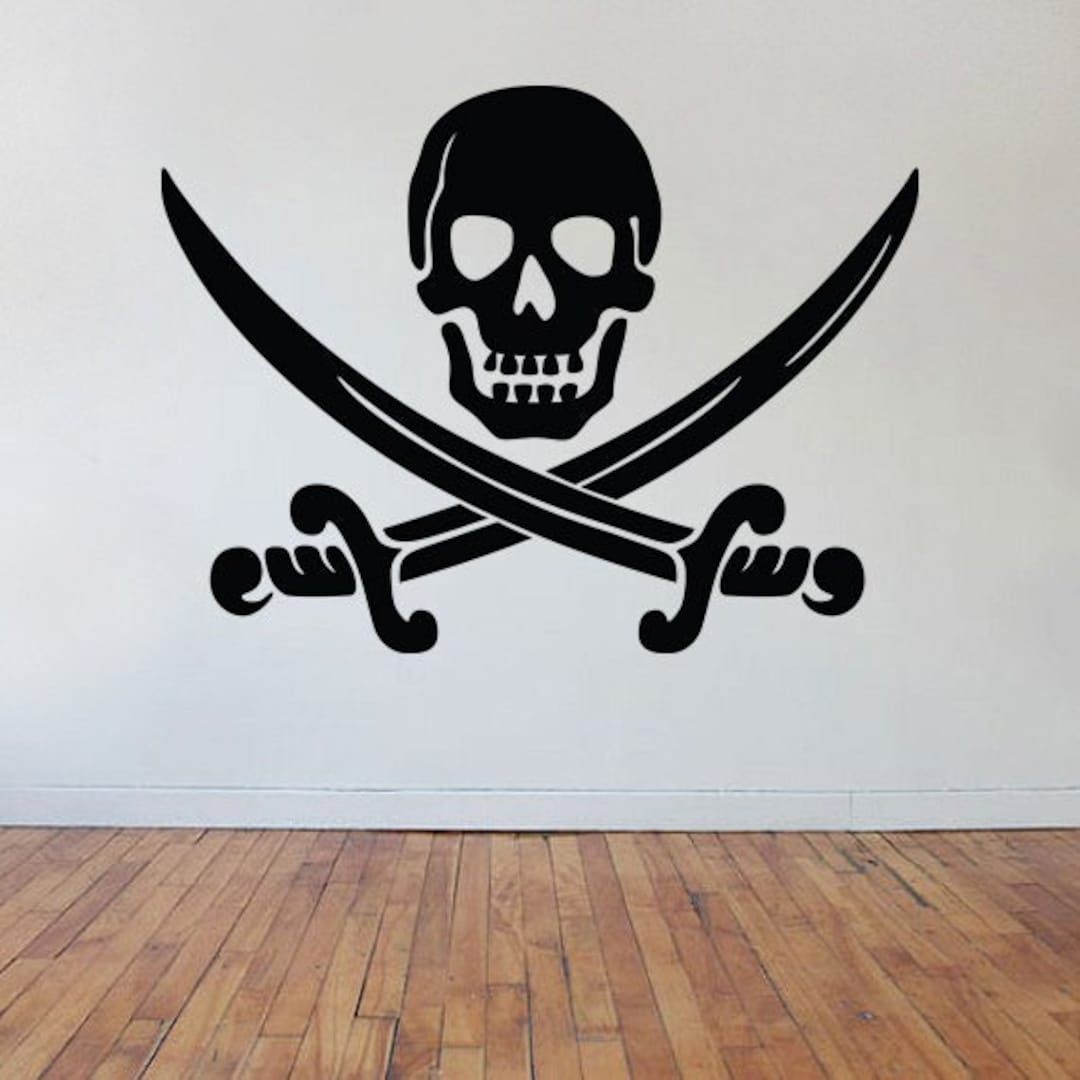 Jolly Roger Decal Wall Vinyl Sticker Family Kids Room Pirates of the ...