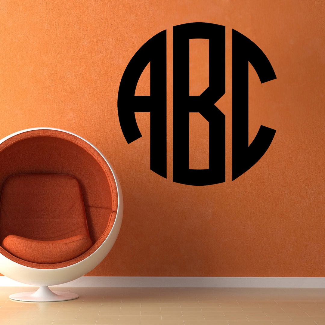 Circle Monogram Decal Wall Vinyl Sticker Family Kids Room Mural ...