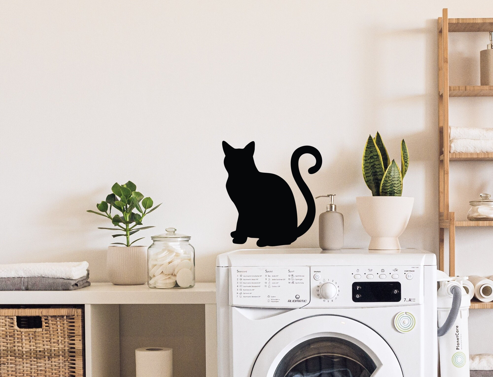Cat Sitting Wall Vinyl Decal Sticker Family Kids Room Mural Pet Kitten ...