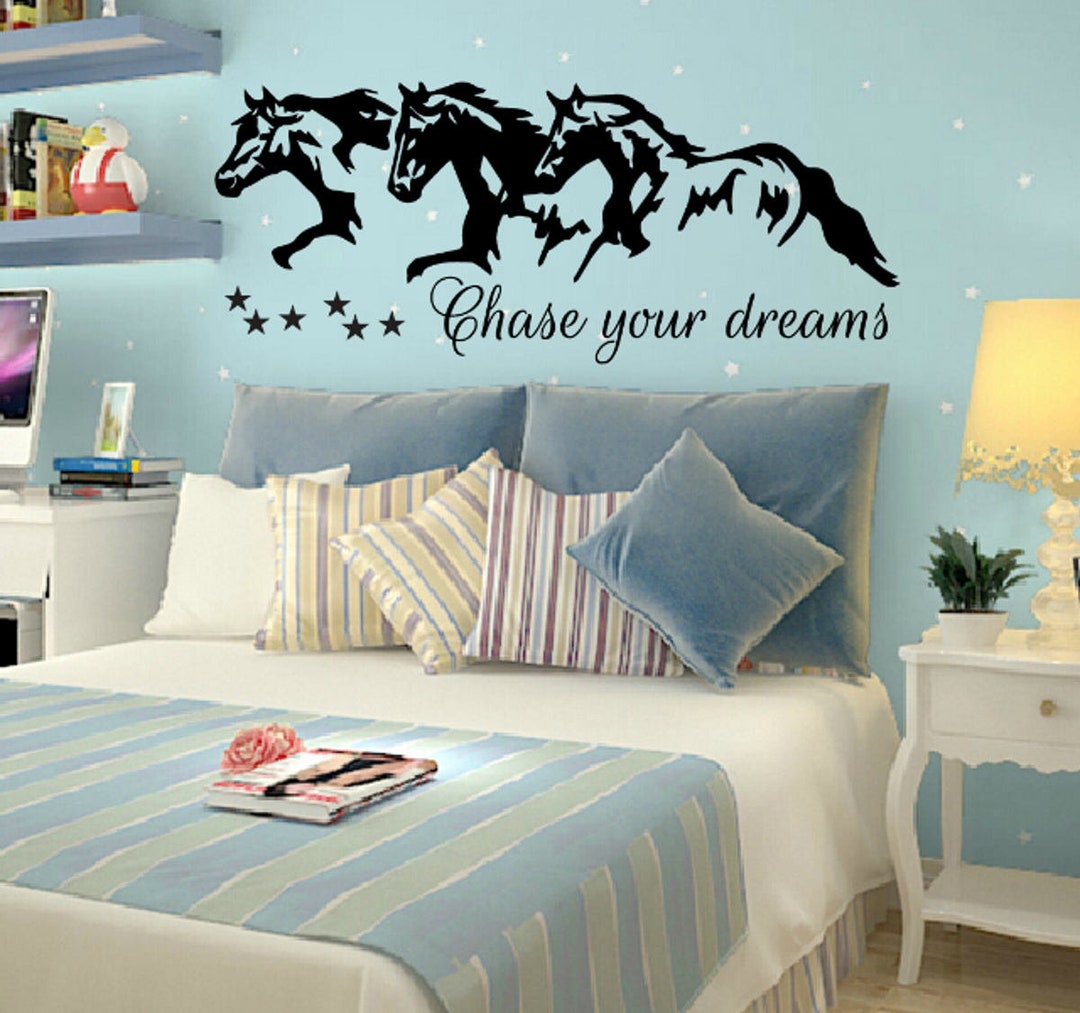 Chase Your Dreams Decal W Horses and Stars Decal Wall Vinyl Sticker ...