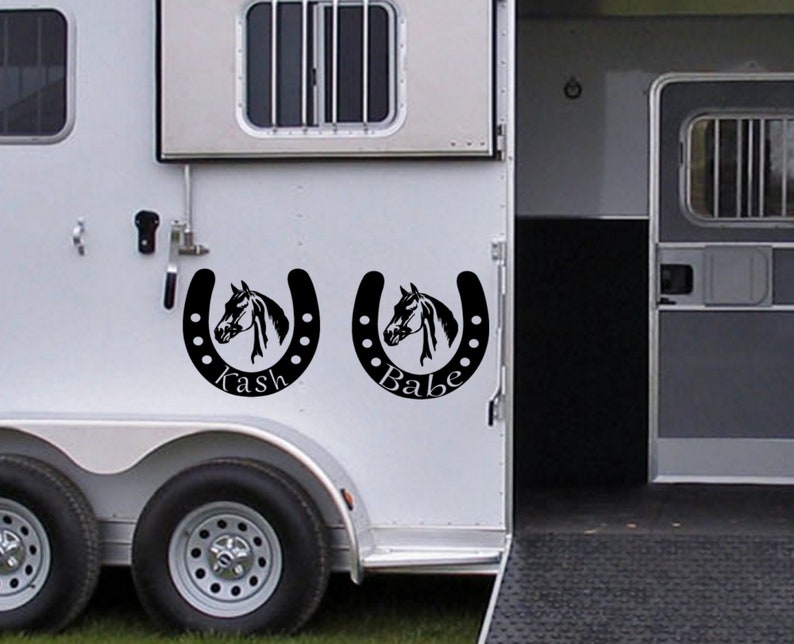 Horseshoe Personalized Vinyl Decal Sticker Horse Trailer Bumper Sticker ...