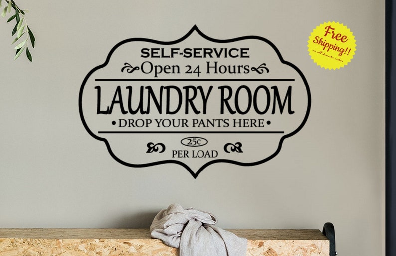 Self Service Laundry Decal Vinyl Sticker Open 24 Hours FREE - Etsy