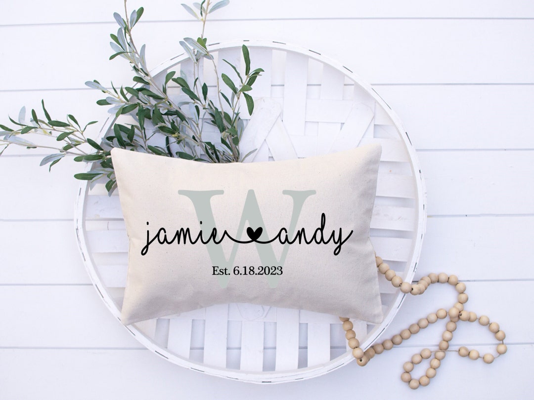 Personalized Wedding Gift Throw Pillow Customize W Names & Wedding Date ...