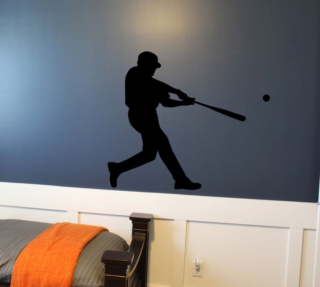 Baseball Decal Low Swing - Wall Vinyl Sticker Family Kids Room Mural ...