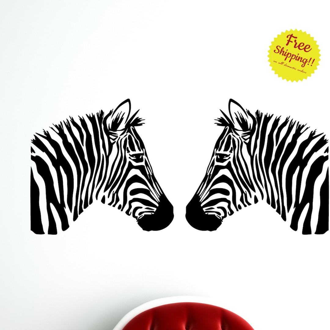 Zebra Heads Decal Wall Vinyl Sticker FREE SHIPPING Kids Room - Etsy