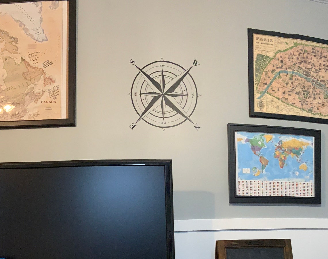 Compass Rose Decal Wall Vinyl Sticker Family Kids Room Mural | Etsy