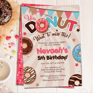 Donut Birthday Party Invitation for Donut Birthday - PDF Template - DIY ...