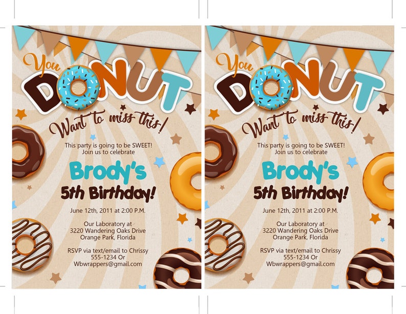 Donut Birthday Party Invitation for Boy Donut Party PDF - Etsy