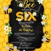 Bee 6th Birthday Party Invitation Template Bee Day Invites SIX Bee ...
