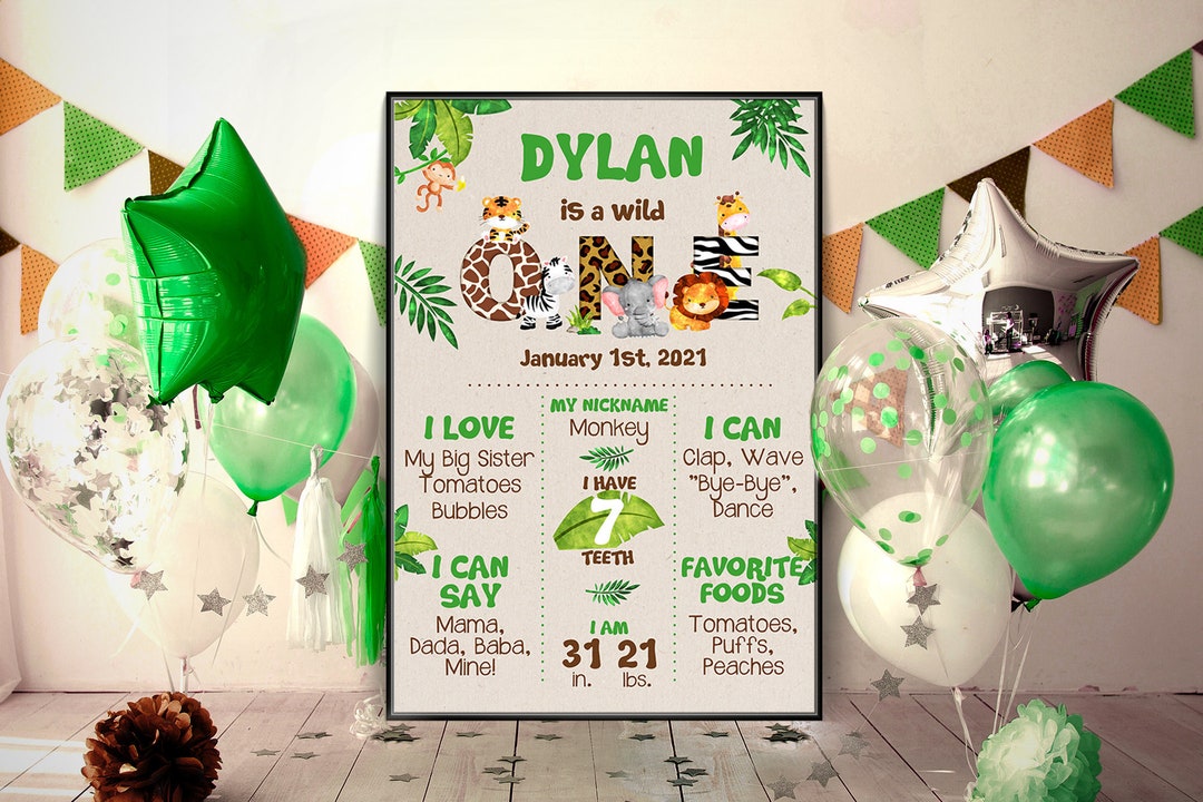 Jungle Birthday Baby Milestone Sign or Milestone Board Template ...