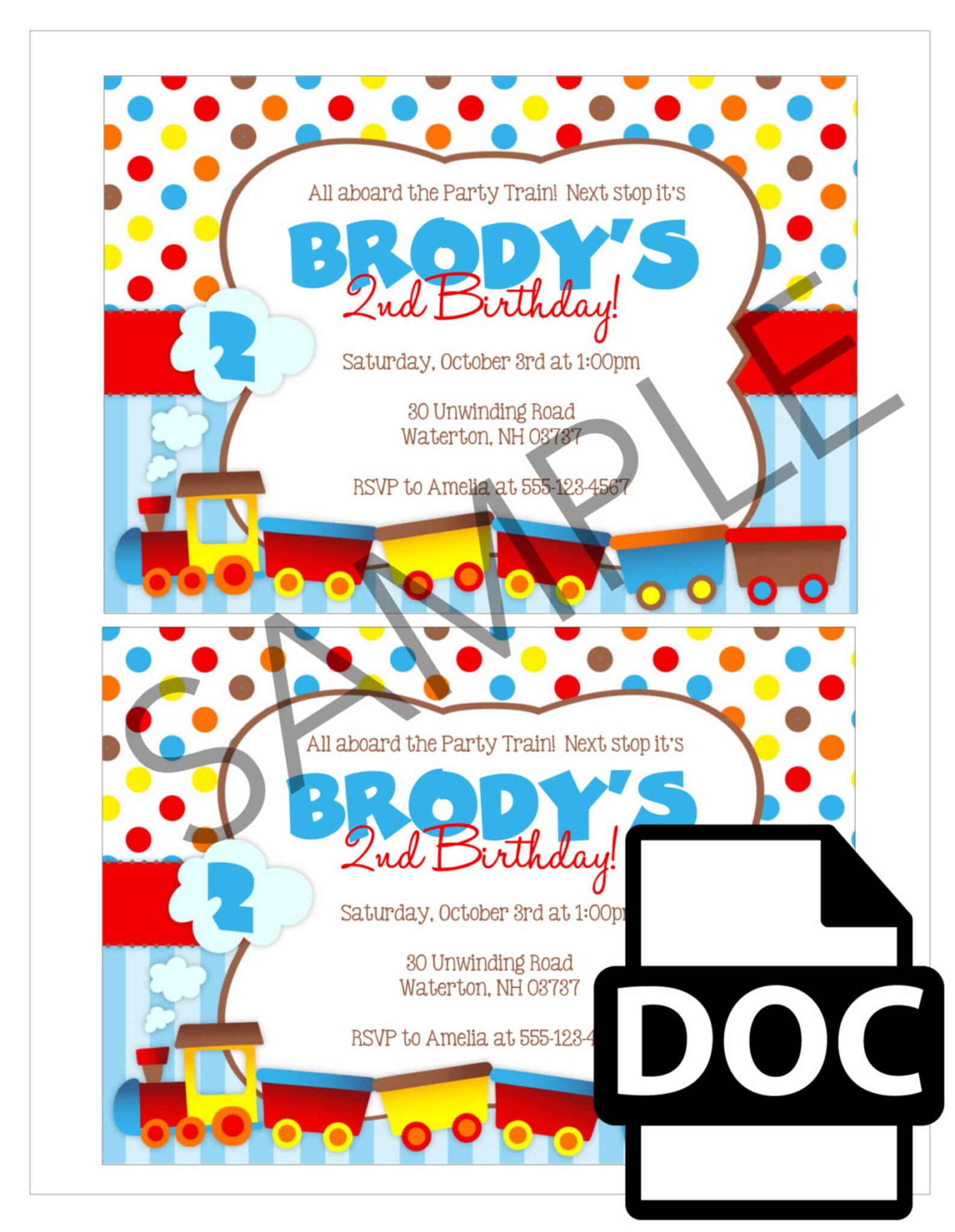 Choo Choo Train Party Invitation TEMPLATE - Kids Train Invite - Word ...