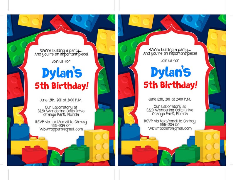 Color Blocks Party Invitation TEMPLATE Building Blocks Party - Etsy