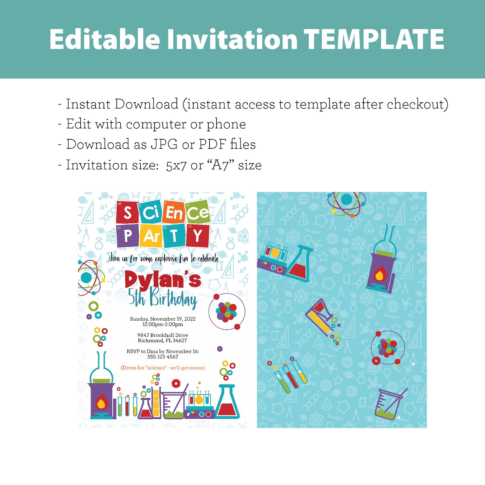 Mad Scientist Editable Science Birthday Party Invitation - Etsy